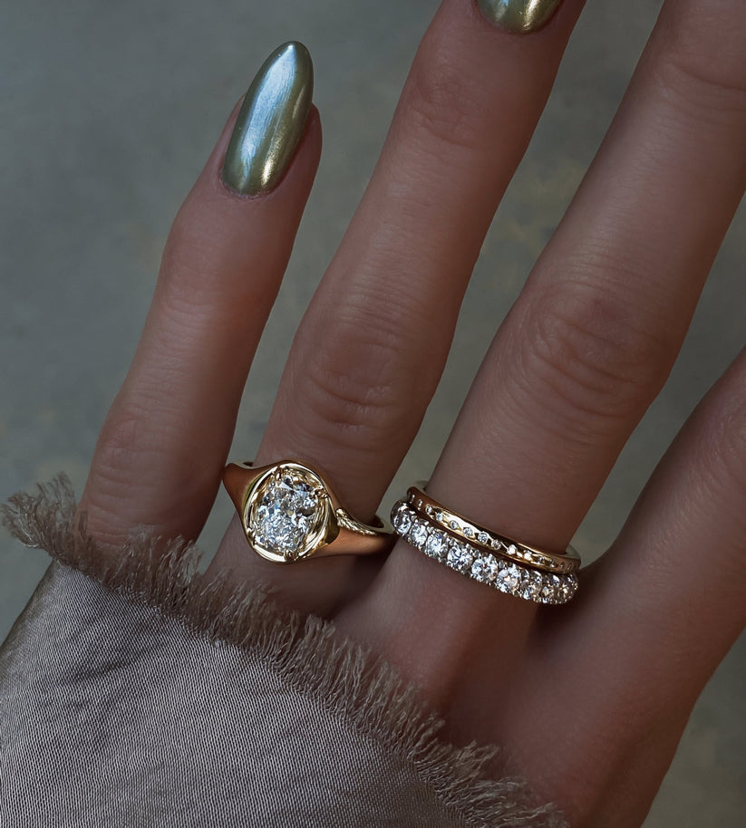 14kt gold cushion diamond button ring – Luna Skye