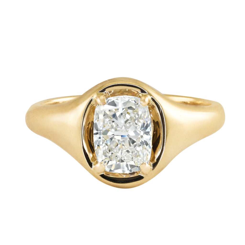 14kt gold cushion diamond button ring – Luna Skye