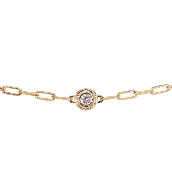 14kt gold diamond double bezel paperclip bracelet – Luna Skye