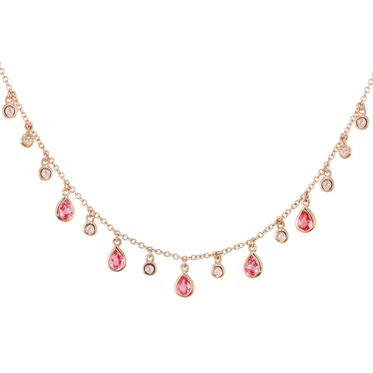 14kt gold and diamond ruby teardrop drip necklace – Luna Skye