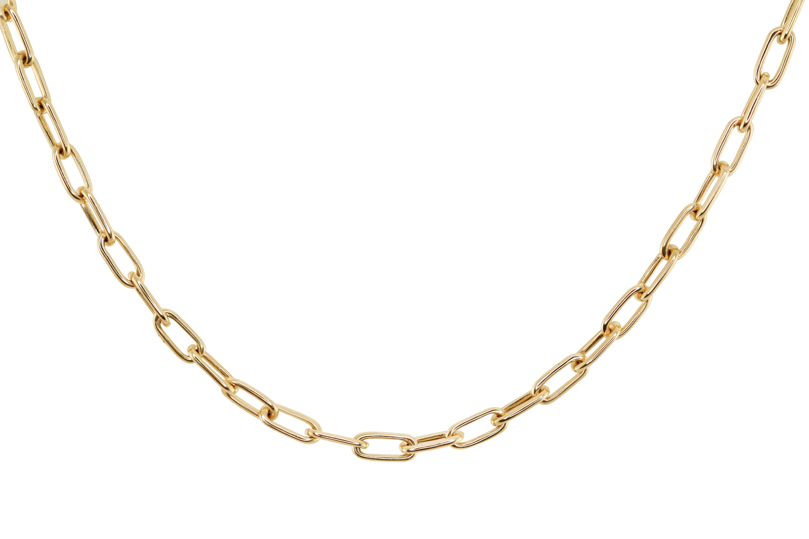 14kt gold thin paperclip chain necklace – Luna Skye